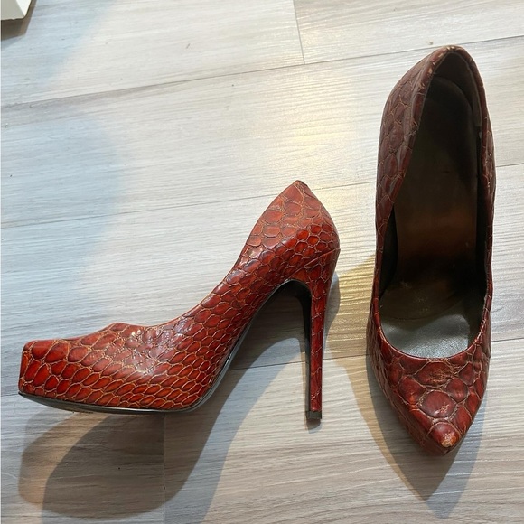 Jessica Simpson | Shoes | Jessica Simpson Red Snakeskin High Heeled ...